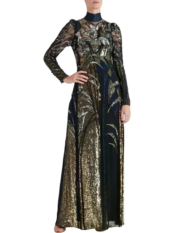 TEMPERLEY LONDON Marianna Sequin-embellished Maxi Dress - Blue