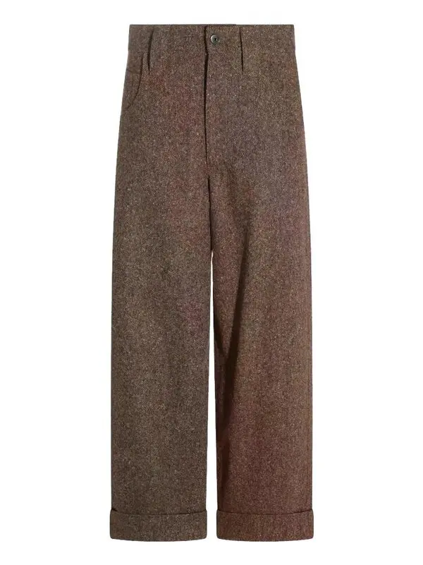 Brunello Cucinelli Tweed Turn-up Trousers - Brown