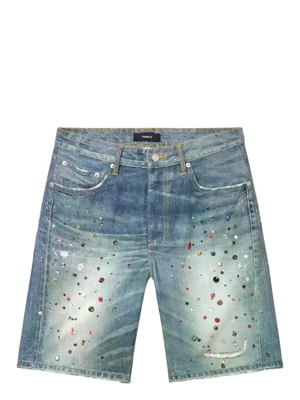 PURPLE BRAND Jewel-embellished Denim Shorts - Blue