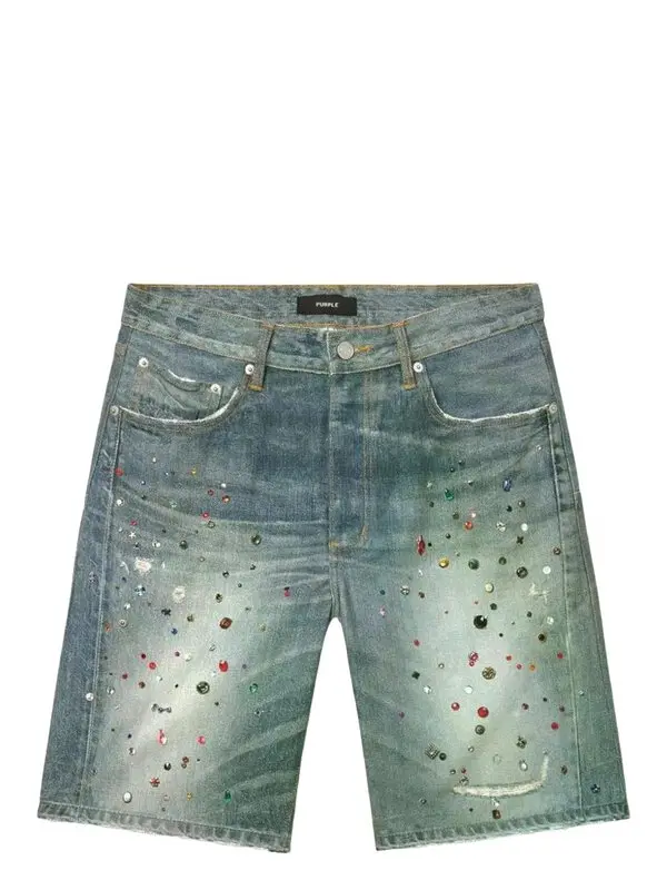 PURPLE BRAND Jewel-embellished Denim Shorts - Blue