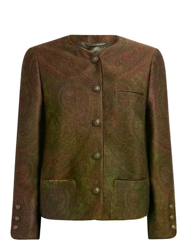 Etro Wool-blend Paisley Jacquard Jacket - Brown