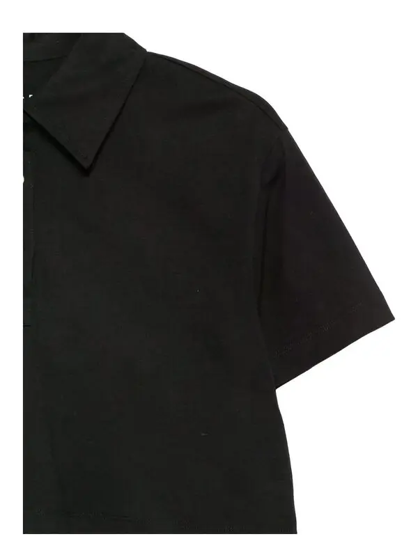 Liviana Conti Cropped Polo-collar Polo Top - Black