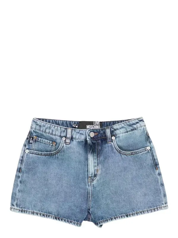 Moschino Heart Patch Denim Shorts - Blue