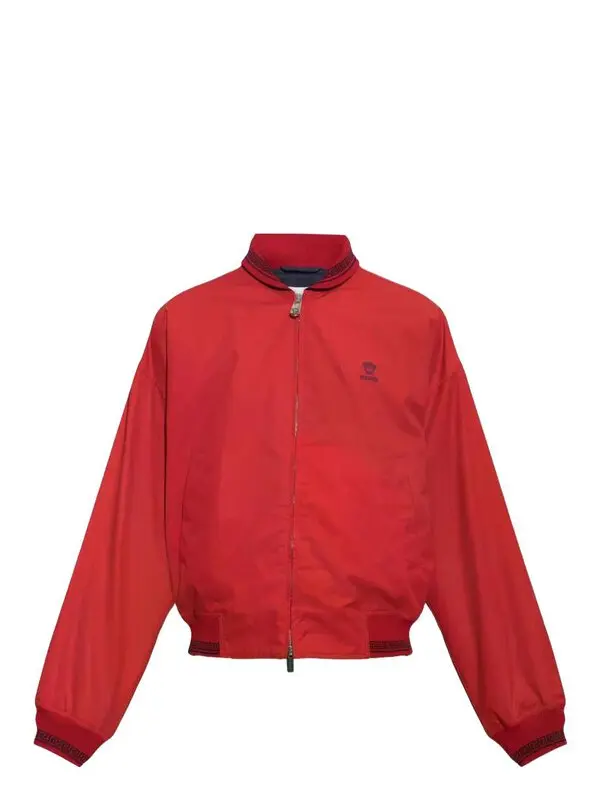 Versace Zip-up Bomber Jacket With Greca Trim - Red