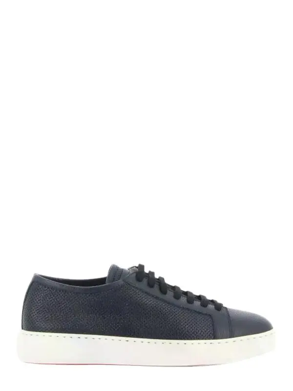 Santoni Perforated Detail Leather Sneakers - Blue