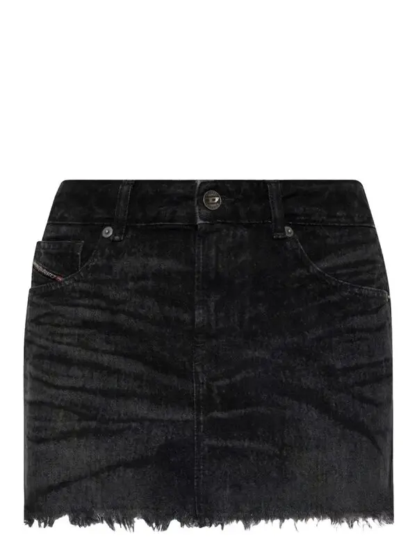 DIESEL® Faded Frayed-hem Midi Skirt - Black