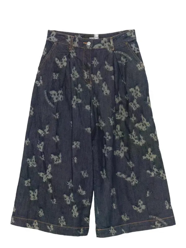 Moschino Butterfly Print Cropped Jeans - Blue