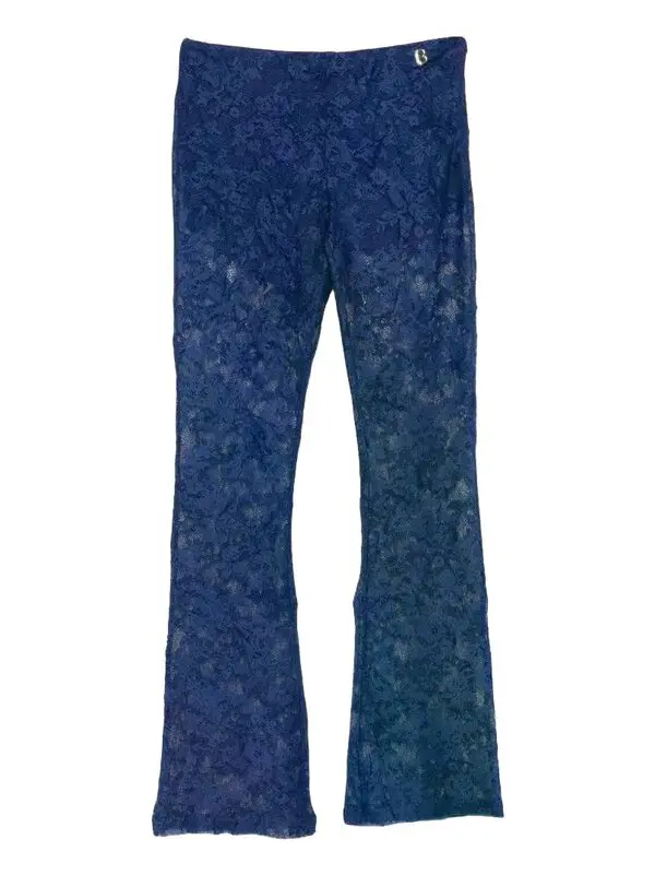 BLUGIRL Lace Logo Plaque Flared Trousers - Blue