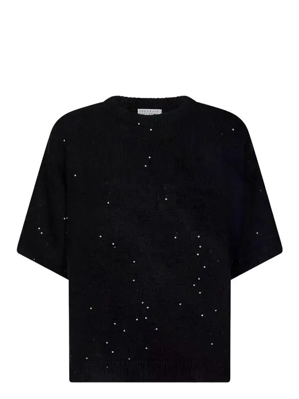 Brunello Cucinelli Sequin Embellished Kimono-sleeve Sweater - Black