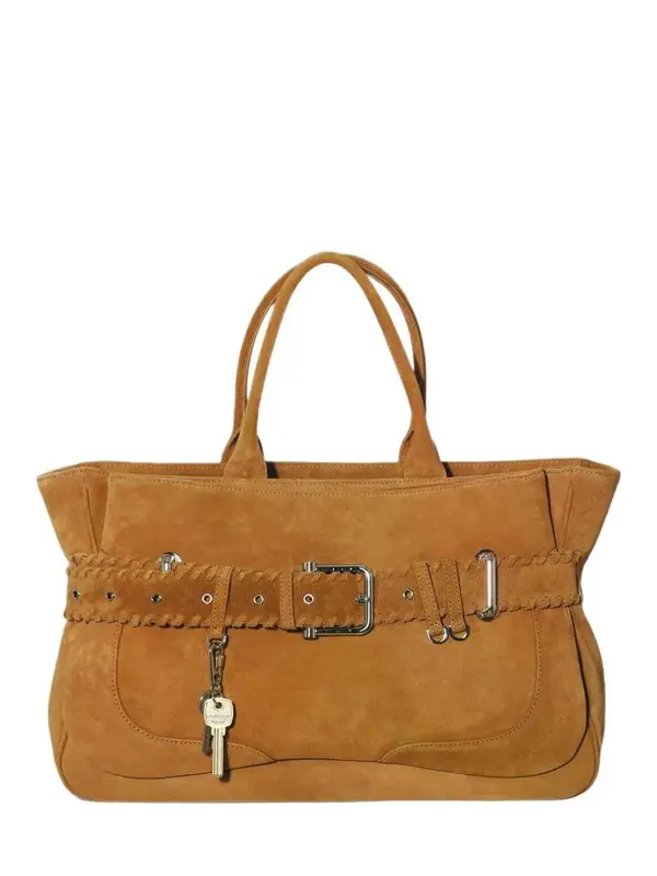 OSOI Buckle-detail Calf Suede Tote Bag - Neutrals