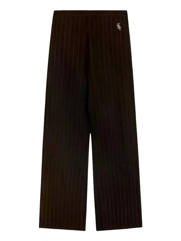 SPORTY & RICH Ribbed Logo-embroidered Palazzo Pants - Brown