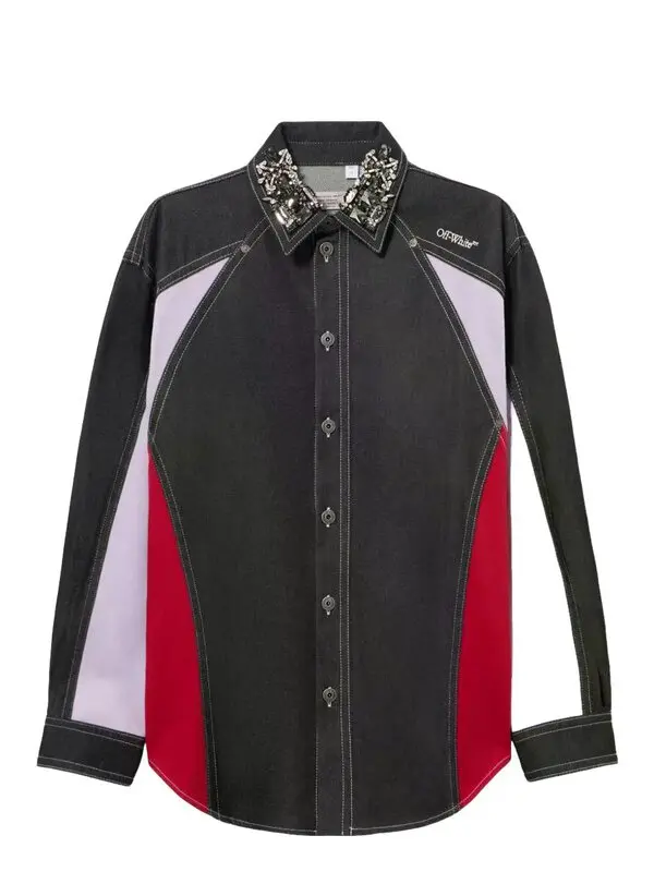 Off-White Crystal-embellished Color-block Jacket - Black