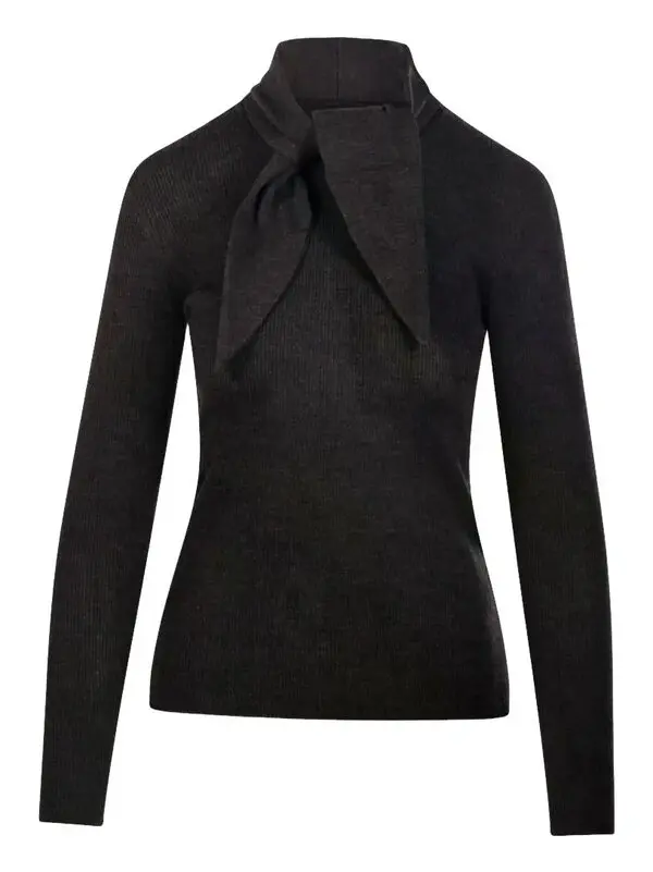 P.a.r.o.s.h Ribbed Knit Tie-neck Sweater - Brown