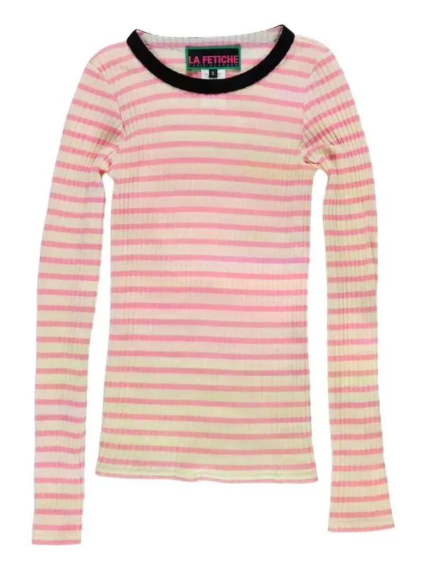 LA FETICHE Striped Ribbed-knit Long Sleeve T-shirt - Neutrals