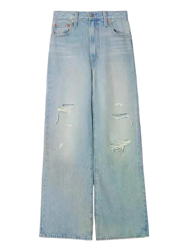 LEVI'S Ribcage Distressed Wide Leg Jeans - Blue