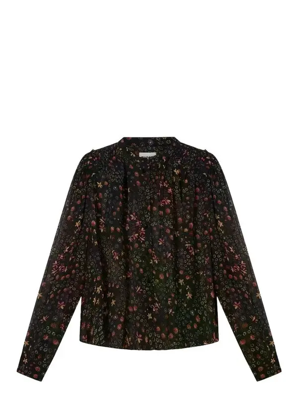 MARANT ETOILE Floral-print Silk-blend Semi-sheer Blouse - Black