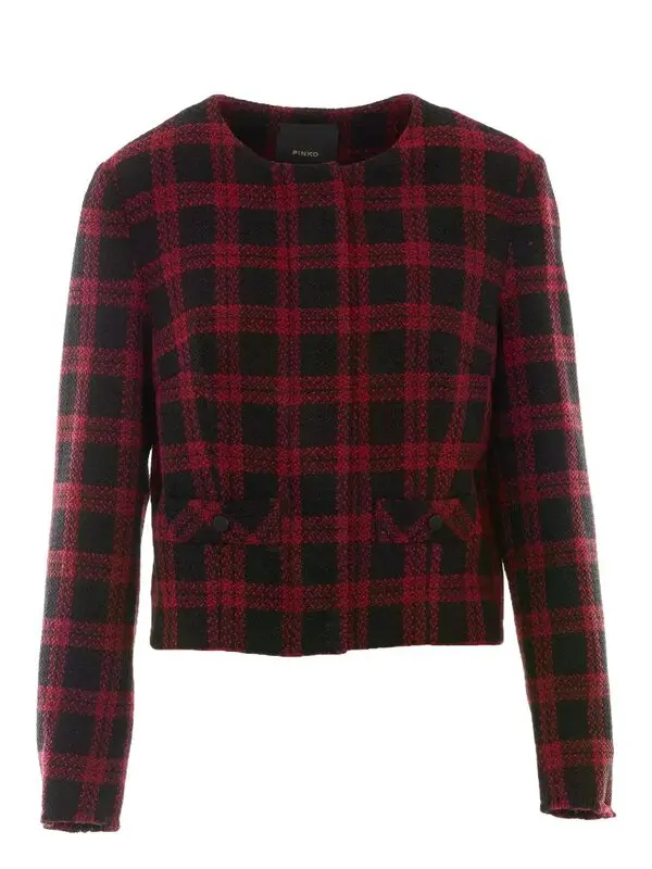 Pinko Tweed-check Jacket - Black