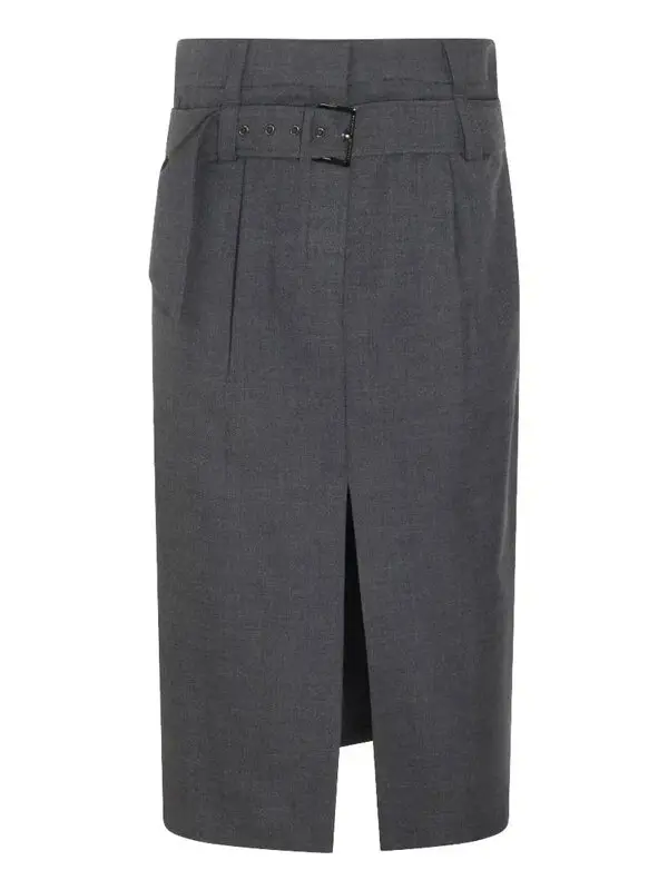 Brunello Cucinelli Belted Midi Skirt - Grey
