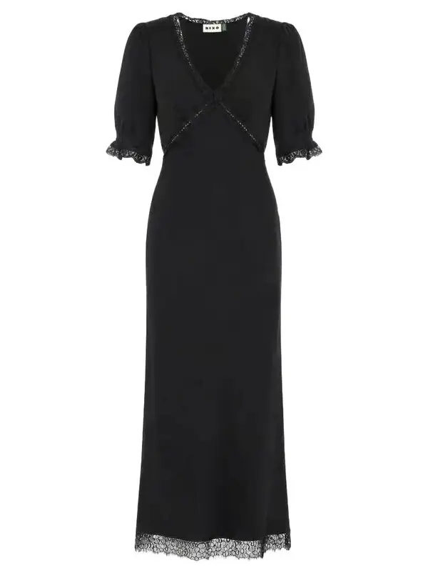 Rixo Annina Lace-trim Midi Dress - Black