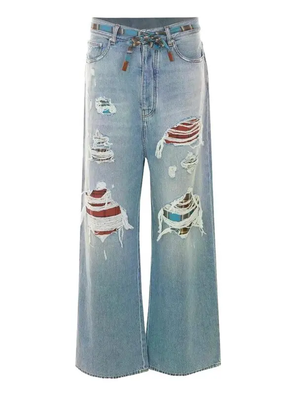 Amiri Flannel Repair Jeans - Blue