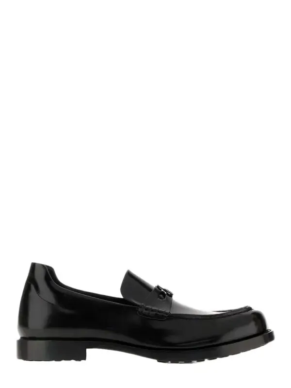 Balenciaga Leather Logo Plaque Loafers - Black
