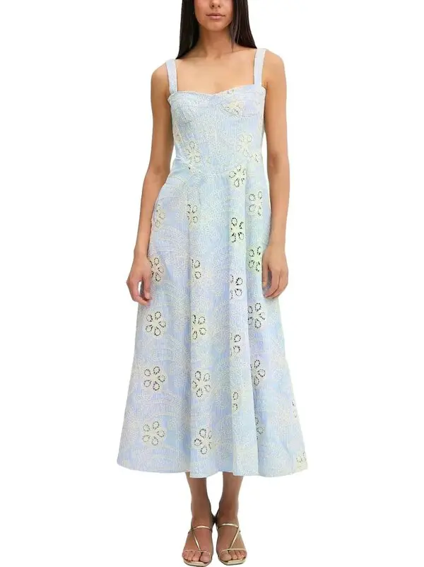Bardot Guipure Lace-embroidered Midi Dress - Blue