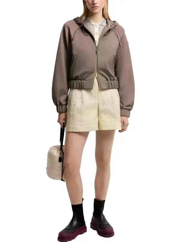 Moncler Logo Patch Zip-up Hoodie - Brown