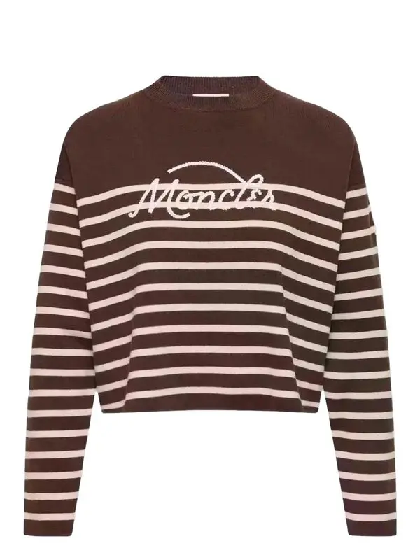 Moncler Striped Logo-embroidered Sweater - Brown