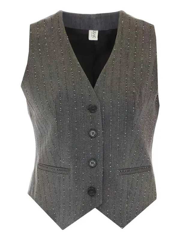 Liu Jo Pinstripe Vest With Strass Embellishments - Grey