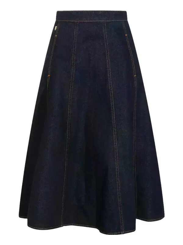 Alberta Ferretti Contrast-stitch Panelled Midi Skirt - Blue