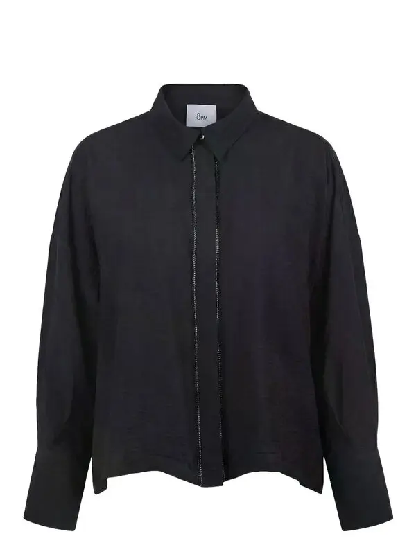 8PM Crystal Embellished Shirt - Black