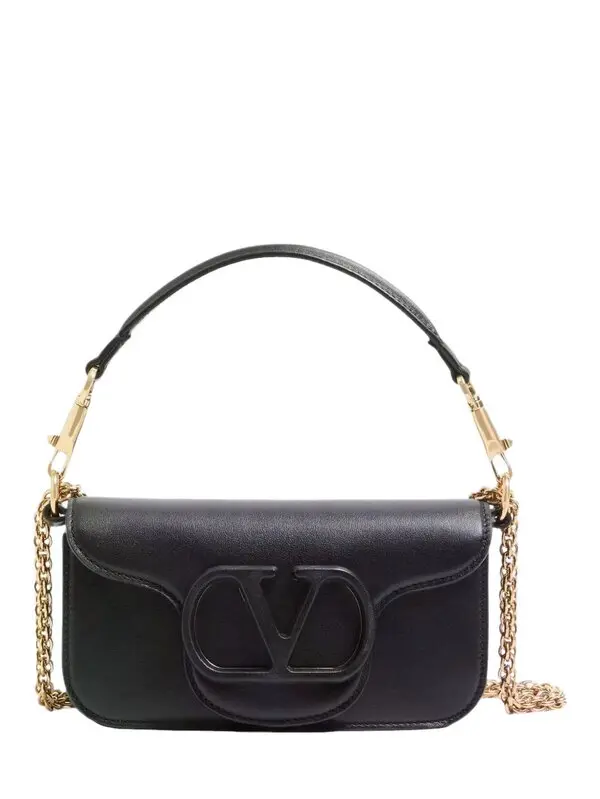 Valentino Garavani Vlogo Leather Shoulder Bag - Black