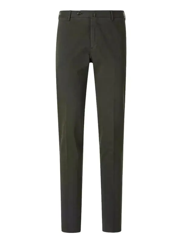 PT TORINO Slim-fit Trousers With Logo Plaque - Green