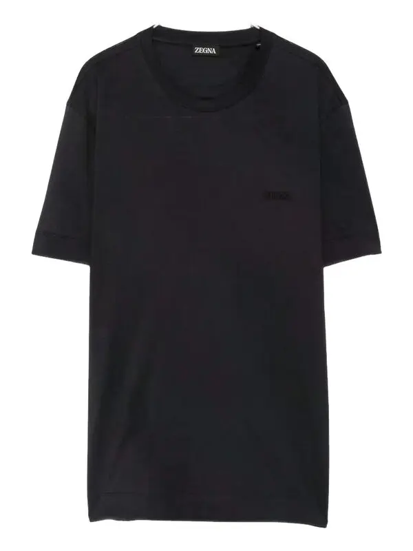 Zegna Logo-embroidered Cotton T-shirt - Grey