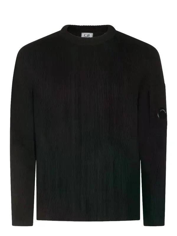 C.P. COMPANY Ribbed-knit Lens Detail Sweater - Black