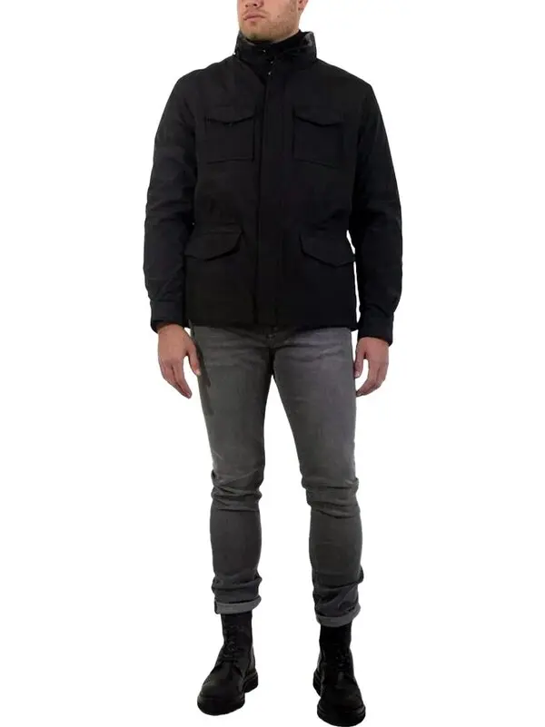 POCHE PARIS Faux-fur Trim Field Jacket - Black