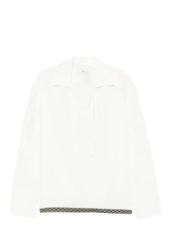 Commas Embroidered-trim Front-tie Shirt - White