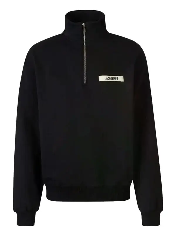 Jacquemus Logo Patch Quarter-zip Sweater - Black