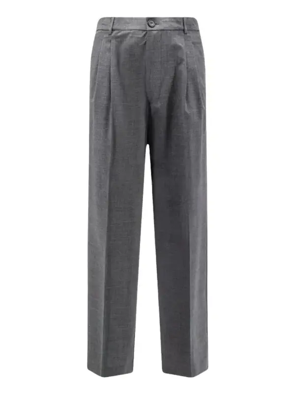 AMARANTO Pleated Straight-leg Trousers - Grey