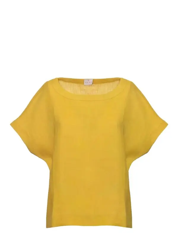 EMME Linen Short Sleeve Blouse - Yellow
