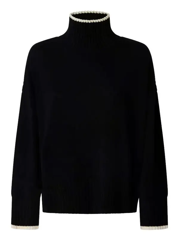 Pinko Contrast Trim Roll Neck Sweater - Black