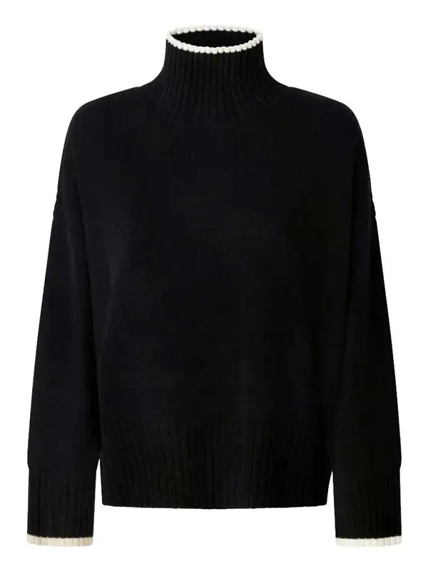 Pinko Contrast Trim Roll Neck Sweater - Black