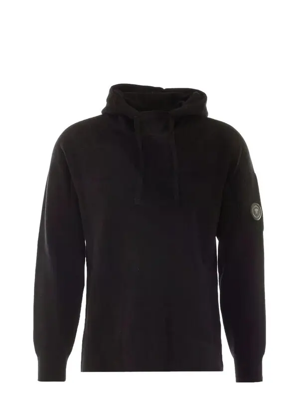 C.P. COMPANY Lens-detail Knitted Hoodie - Black