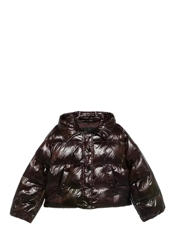 Pinko Padded Jacket With Embroidered Logo - Brown