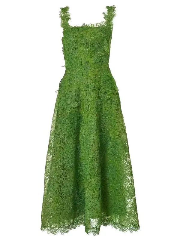 Carolina Herrera Hydrangea Lace Midi Dress - Green