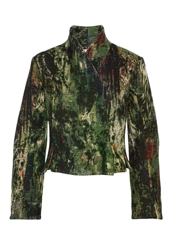 Henrik Vibskov Textured High Neck Cropped Jacket - Green