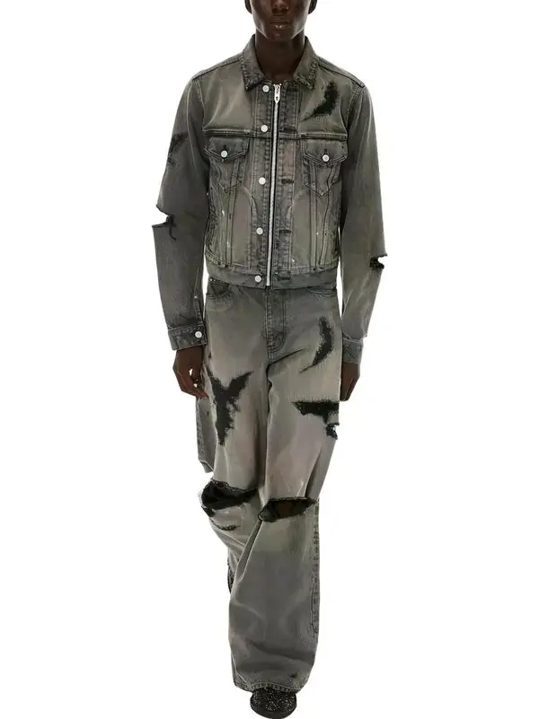 MASU Distressed Wide-leg Jeans - Grey