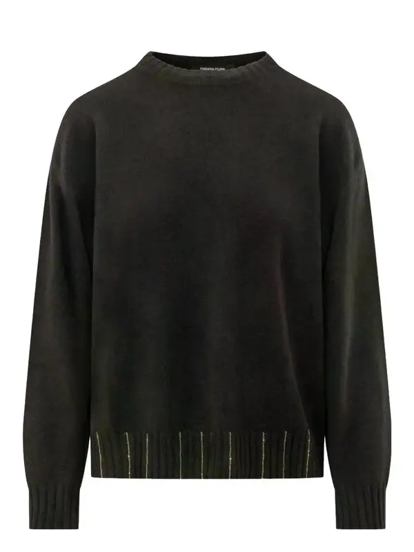 Fabiana Filippi Embellished Ribbed Crew Neck Sweater - Black