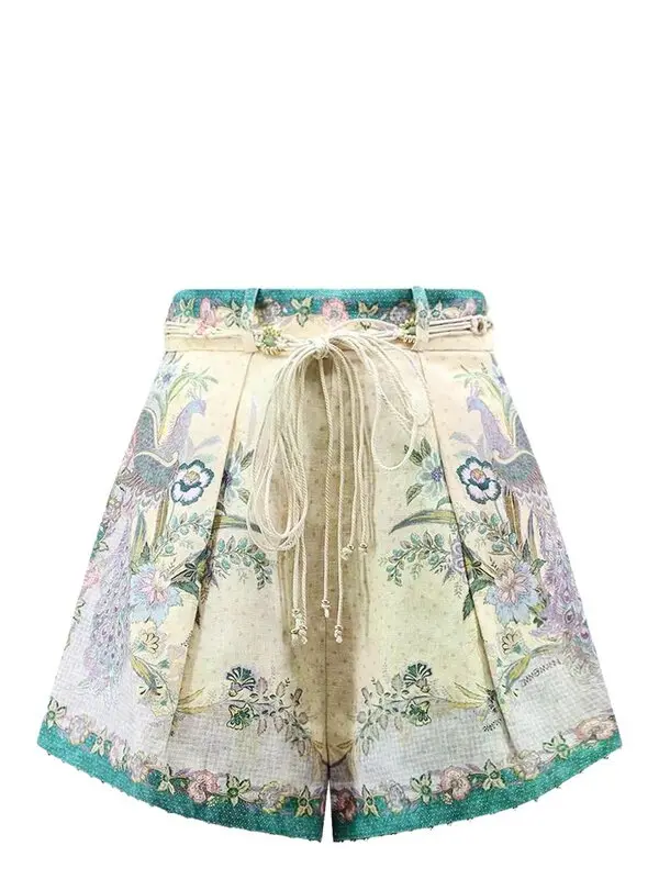 Zimmermann Indra Floral-print Linen Shorts - Neutrals