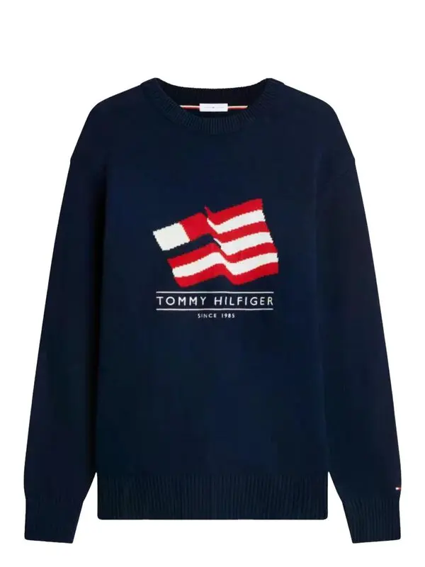 Tommy Hilfiger Intarsia Flag Sweater - Blue